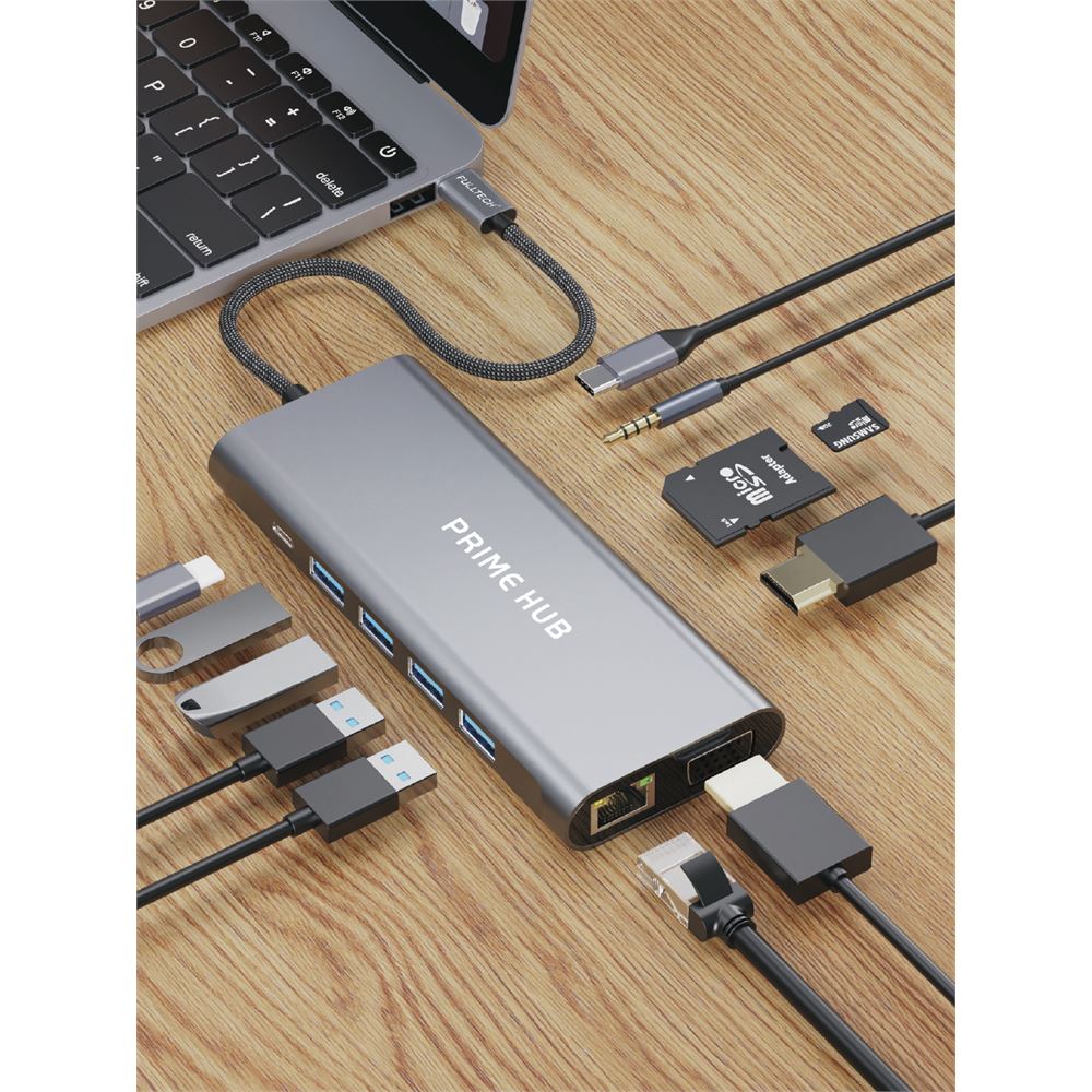 Fulltech FH23 11'i 1 Arada USB-C Çoklayıcı | 4K HDMI, 100W PD, Gigabit ...