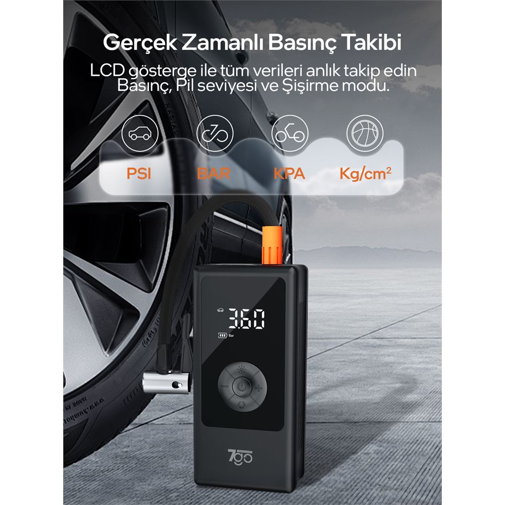 7GO 7A3 Hava Pompası & Powerbank | 150 PSI Ultra Basınç, LED Işıklı ...